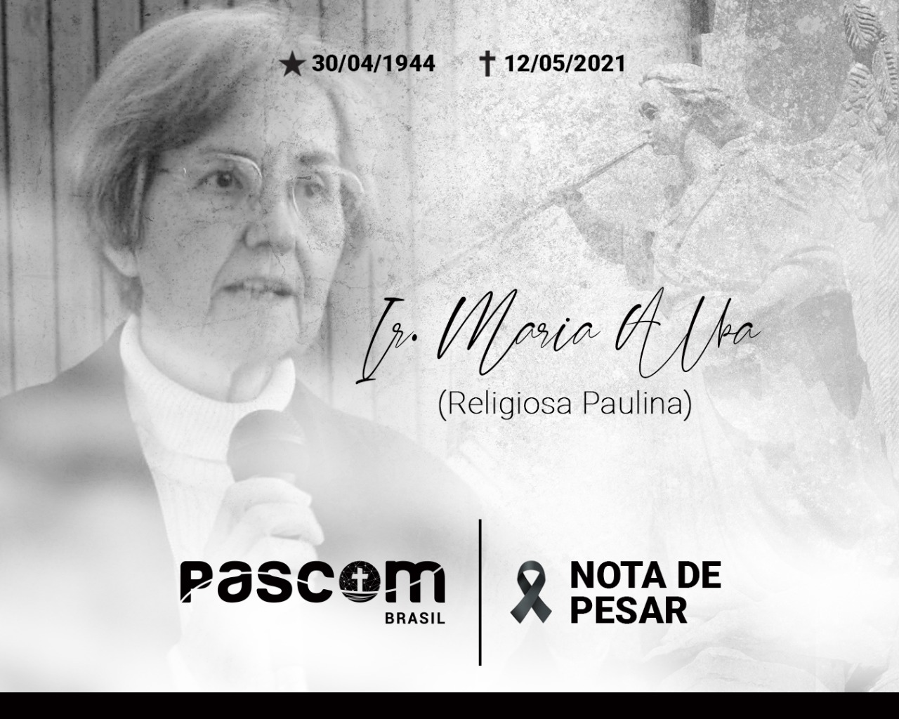 Nota de pesar pelo falecimento de Irmã Maria Alba Vega - Pascom Brasil